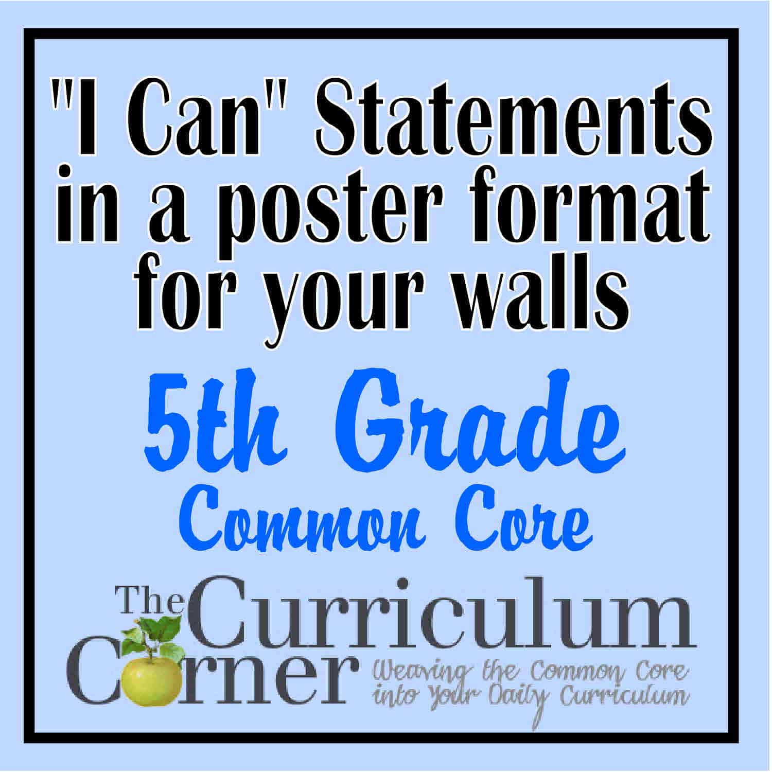 5th Grade I Can Posters - The Curriculum Corner 4-5-6