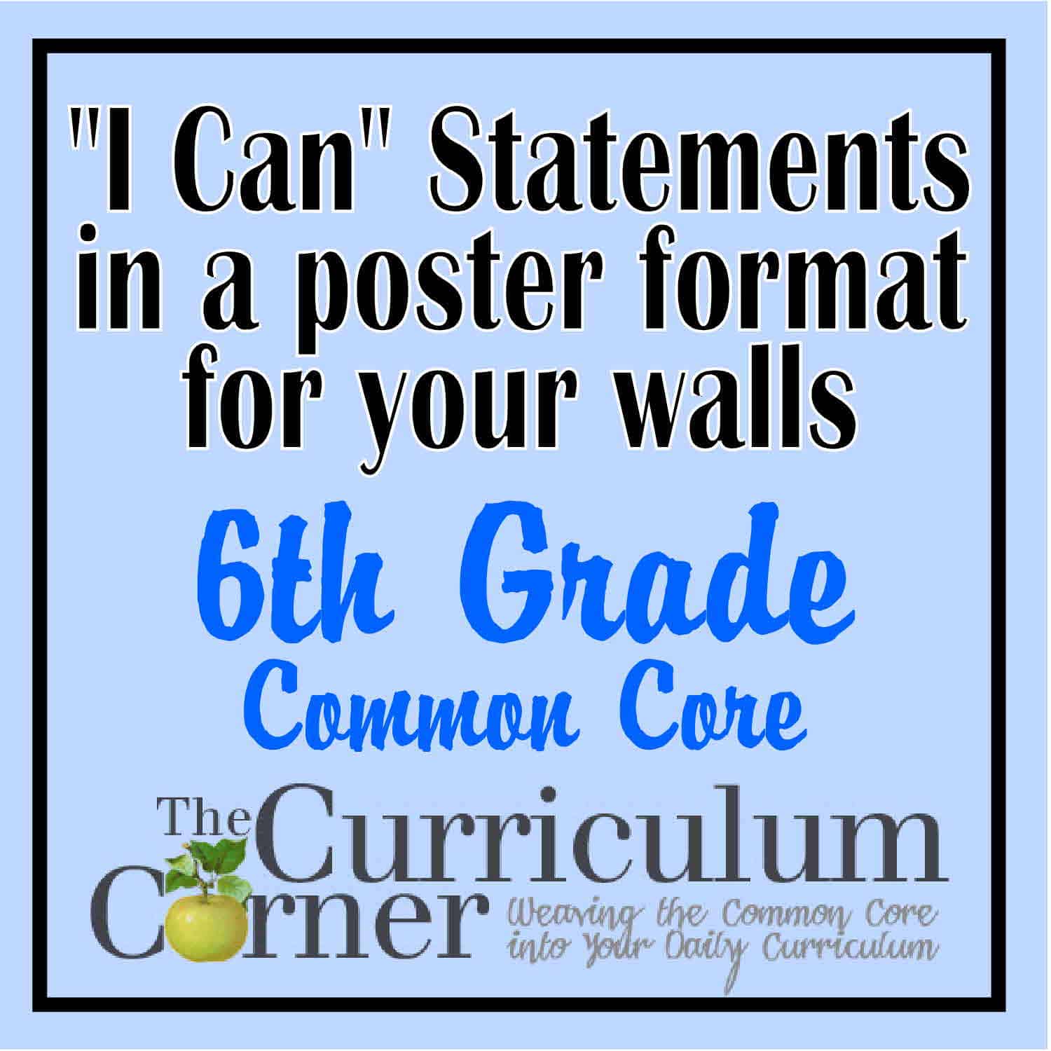 6th Grade I Can - The Curriculum Corner 4-5-6