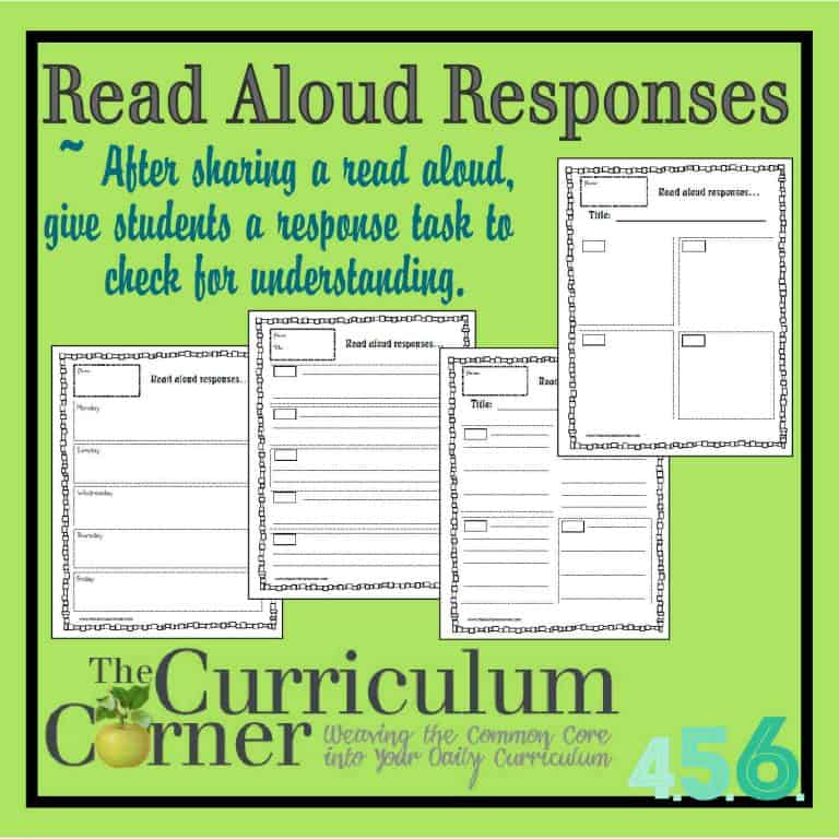 Read Aloud Response Sheets by The Curriculum Corner - The Curriculum ...