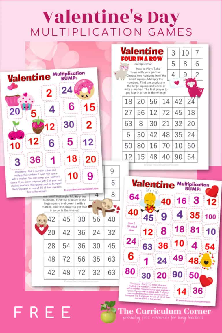 valentine multiplication games pinterest - The Curriculum Corner 4-5-6