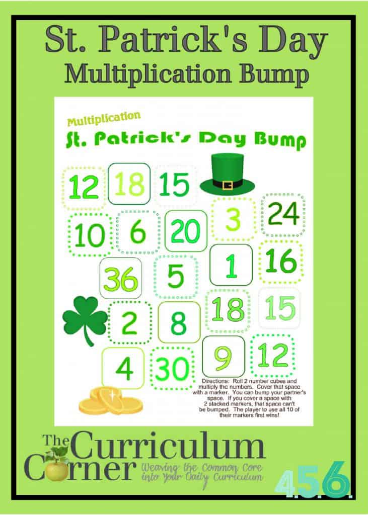 St. Patrick's Day Multiplication Bump - The Curriculum Corner 4-5-6