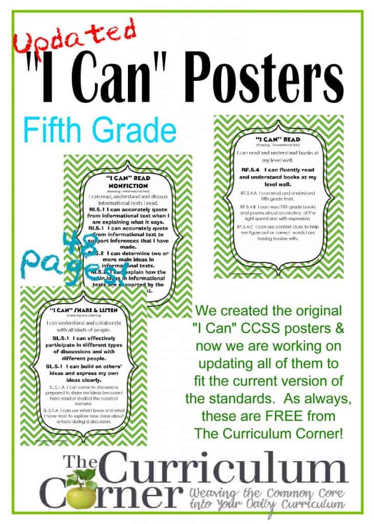 Free Updated "I Can" Statements for CCSS / Common Core from The ...