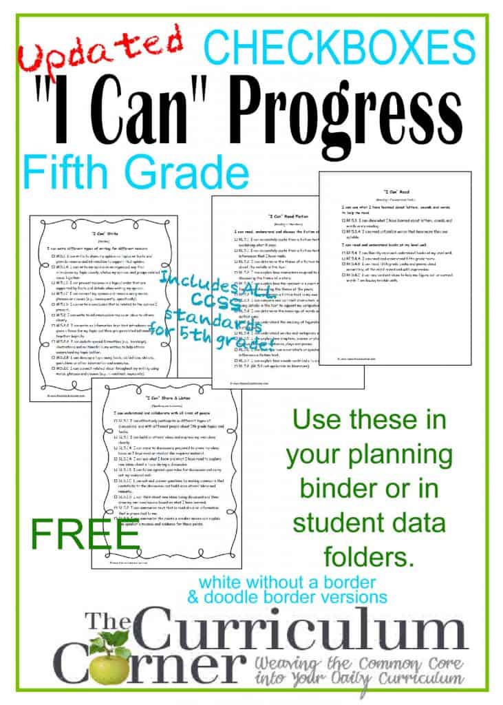 5th Grade "I Can" Common Core Statements in Kid Friendly Language FREE ...