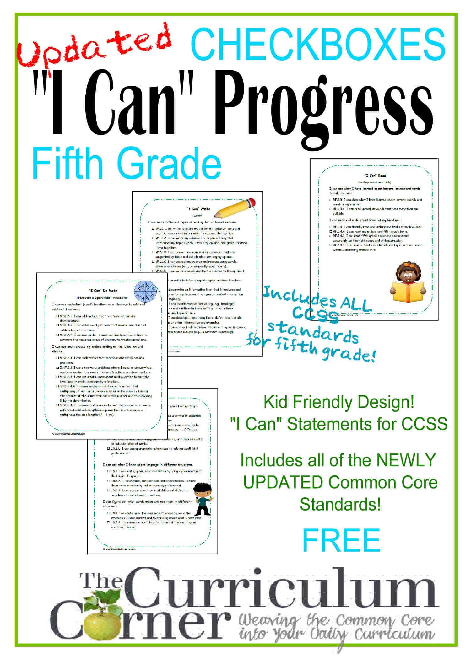 "I Can" Statements CCSS Kid Friendly Clip Art Checkboxes by www ...