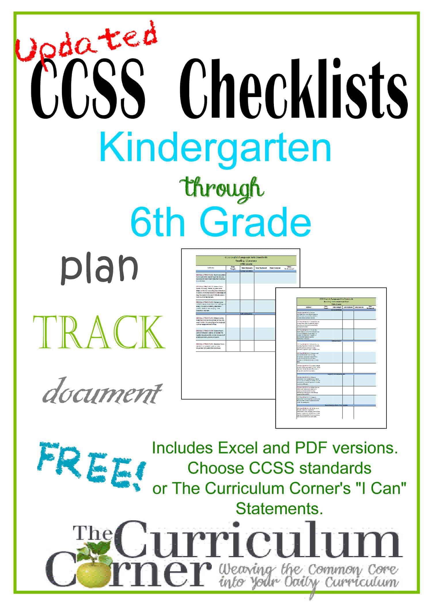 checklistsk6 - The Curriculum Corner 4-5-6