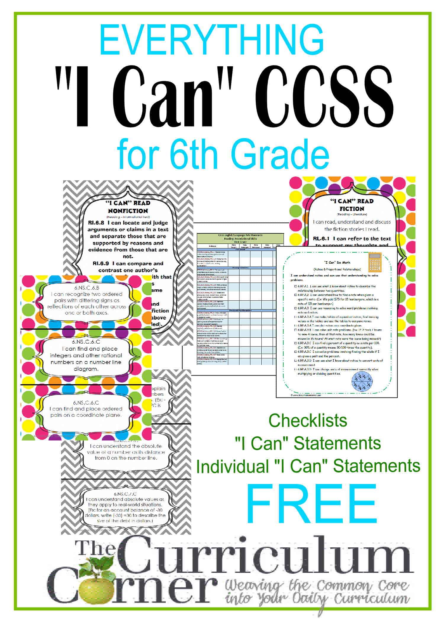 Everything I Can Common Core For 6th Grade The Curriculum Corner 4 5 6
