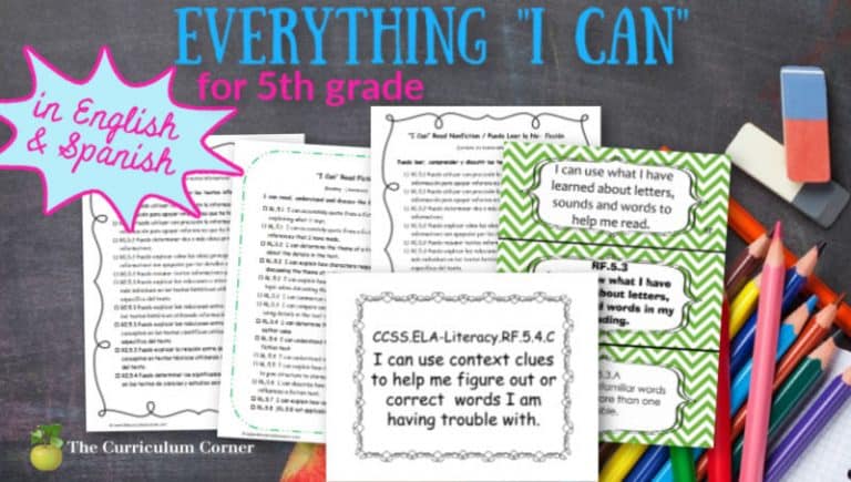 Everything "I Can" Common Core for 5th Grade - The Curriculum Corner 4-5-6