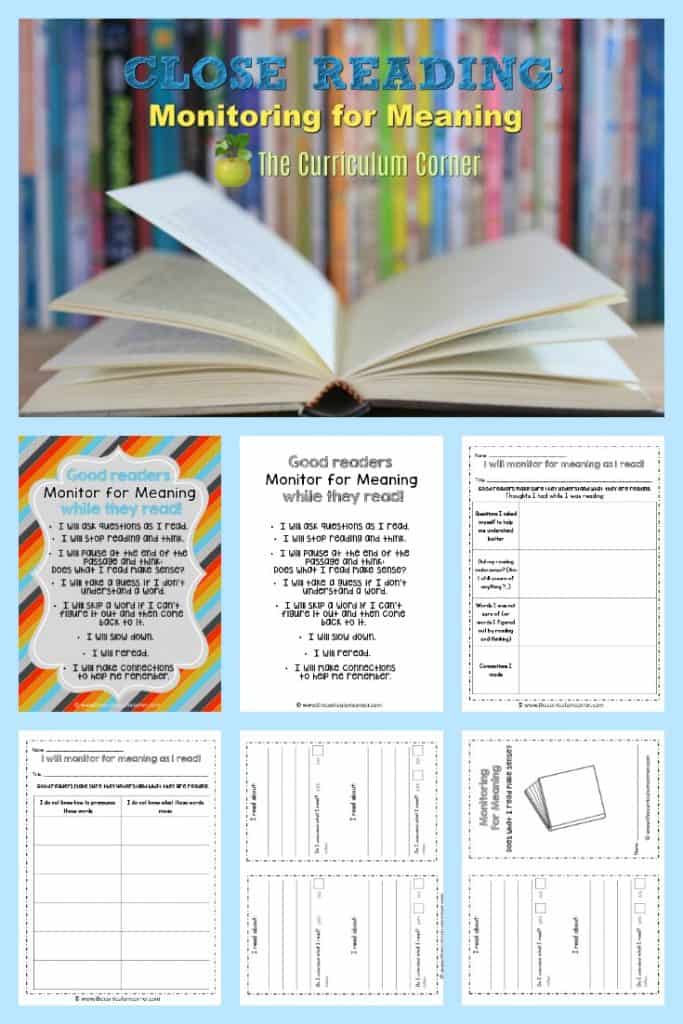 Close Reading: Monitoring for Meaning - The Curriculum Corner 4-5-6