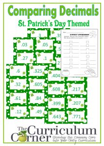 Comparing Decimals St. Patrick's Day Themed Activity from The ...