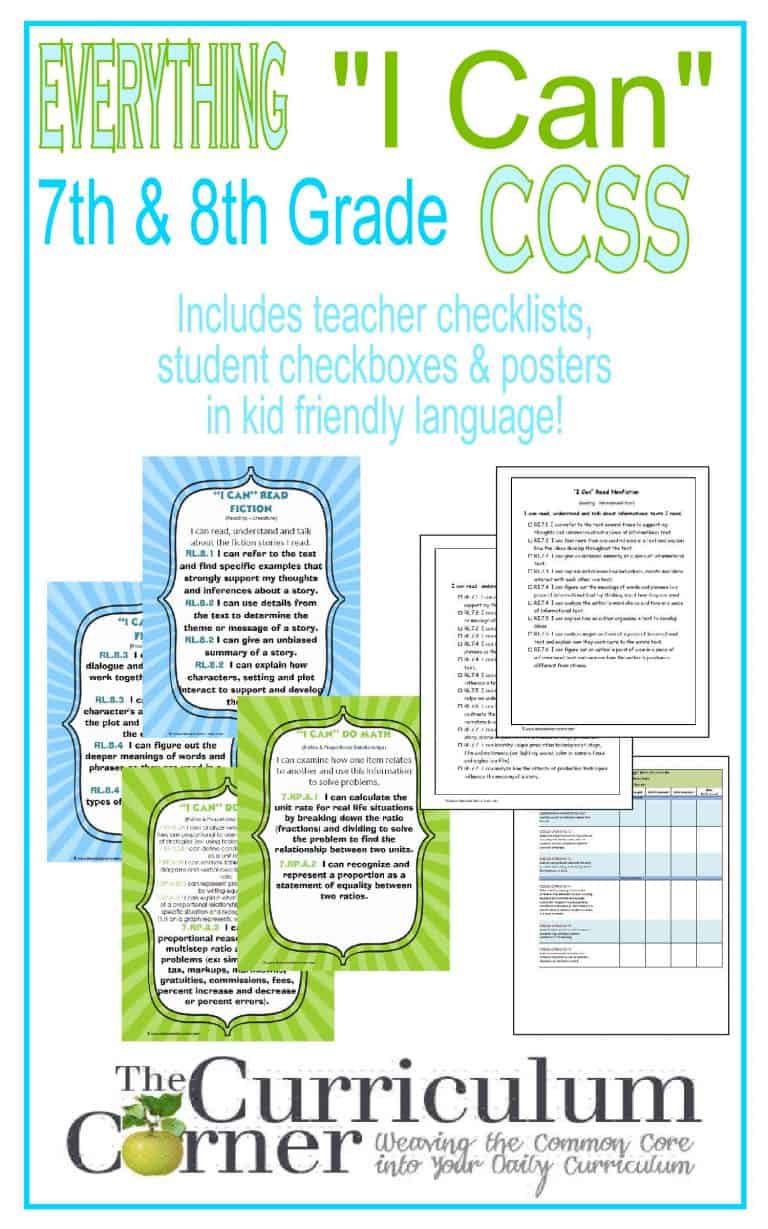 7th Grade I Cans and 8th Grade I Cans free from The Curriculum Corner ...
