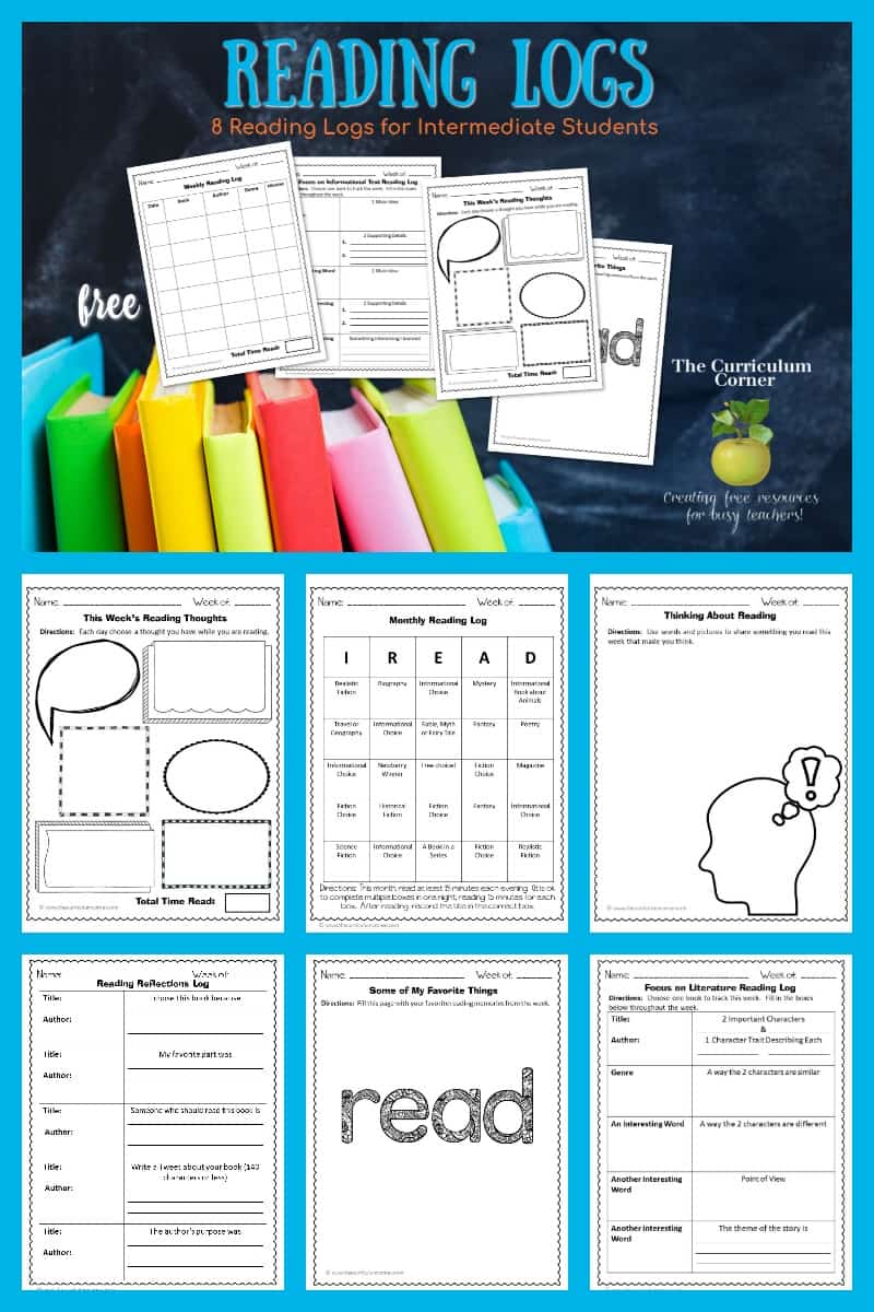 Weekly Reading Logs The Curriculum Corner 4 5 6 Weekly Reading Logs The Curriculum Corner 4 5 6