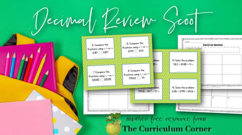 Decimal Review Scoot Game - The Curriculum Corner 4-5-6