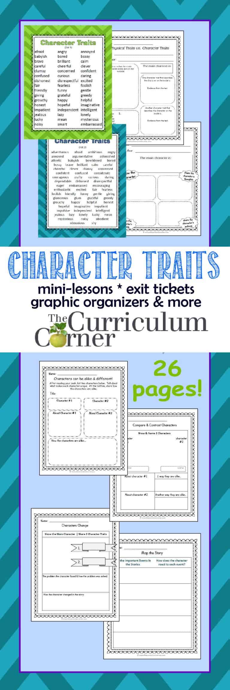 Character Traits Mini-lessons, Graphic Organizers, Exit Tickets FREE ...