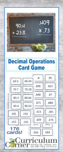 Decimal Operations Simple Card Game - The Curriculum Corner 4-5-6