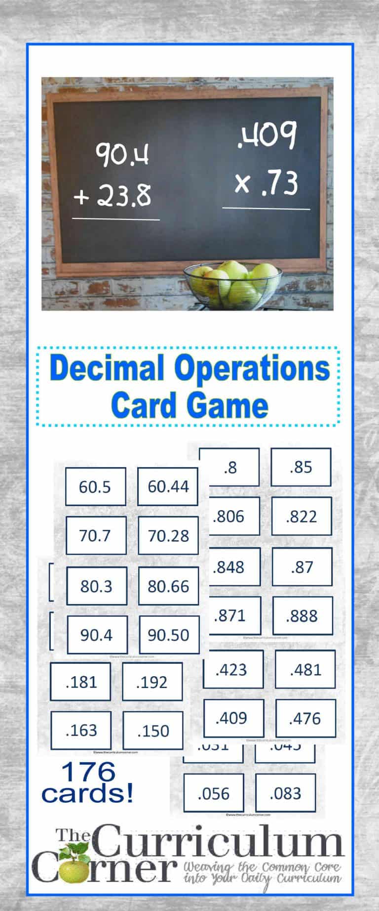 Decimal Operations Simple Card Game - The Curriculum Corner 4-5-6