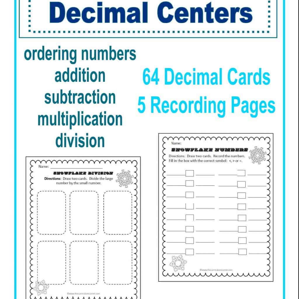 Snowflake Decimal Center by The Curriculum Corner | comparing, adding ...