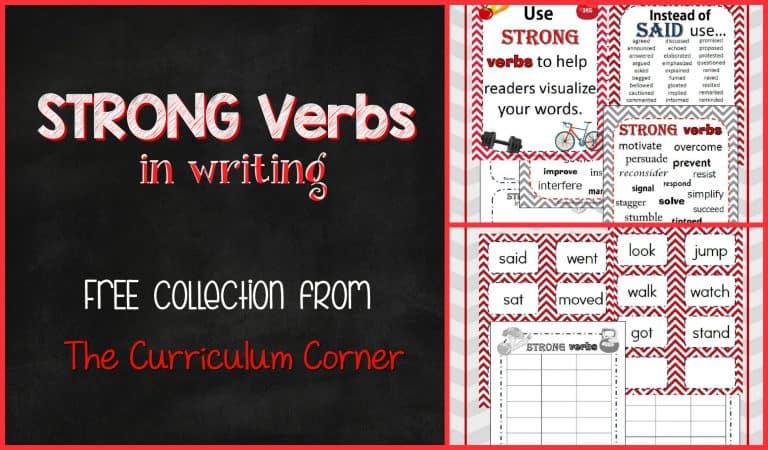 STRONG Verbs in Writing - The Curriculum Corner 4-5-6