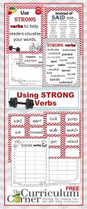 STRONG Verbs in Writing - The Curriculum Corner 4-5-6