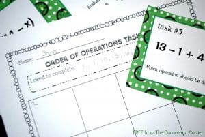 Order of Operations Task Cards - The Curriculum Corner 4-5-6