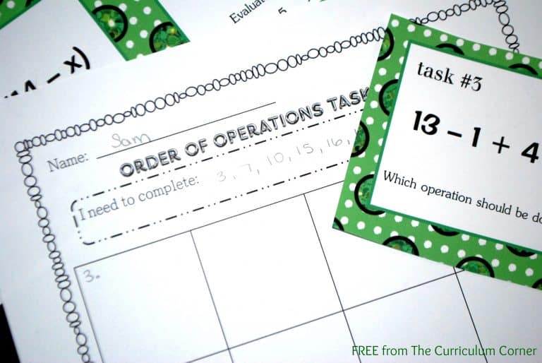 Order of Operations Task Cards - The Curriculum Corner 4-5-6