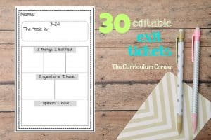 Editable Exit Tickets - The Curriculum Corner 4-5-6
