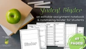 Editable Student Planning Binder - The Curriculum Corner 4-5-6