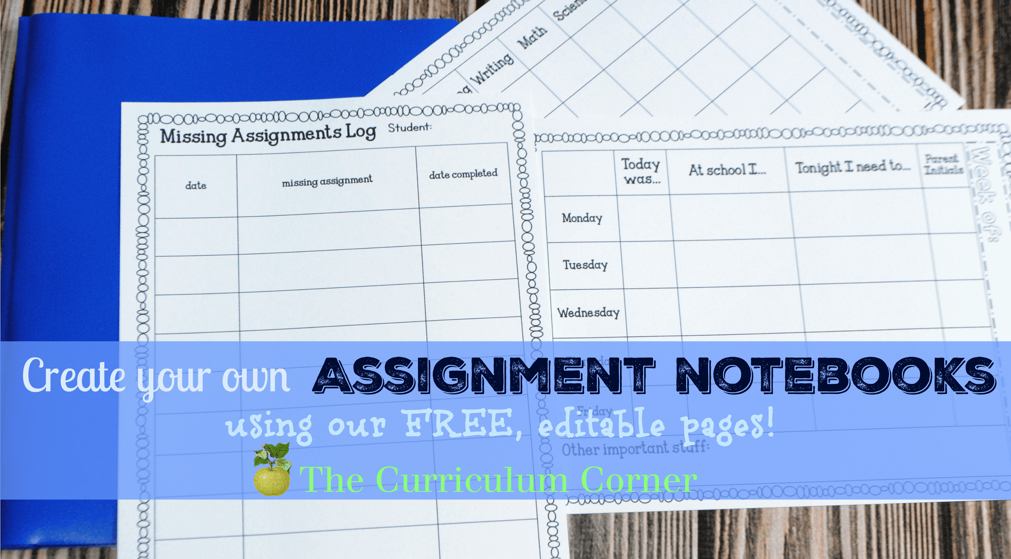 Editable Student Planning Binder - The Curriculum Corner 4-5-6