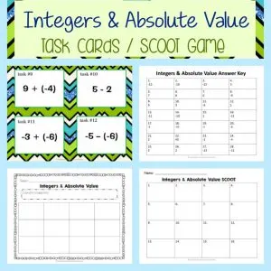 FREE Integers & Absolute Value Task Cards / Scoot Game FREE from The ...