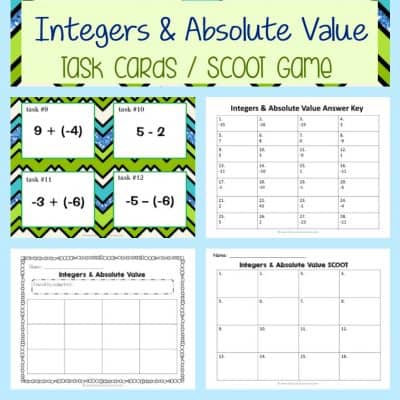 FREE Integers & Absolute Value Task Cards / Scoot Game FREE from The ...