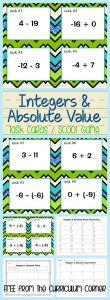 Integers & Absolute Value Task Cards - The Curriculum Corner 4-5-6