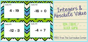 Integers & Absolute Value Task Cards - The Curriculum Corner 4-5-6
