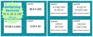 Multiplying Decimals by 10, 100 & 1,000 - The Curriculum Corner 4-5-6