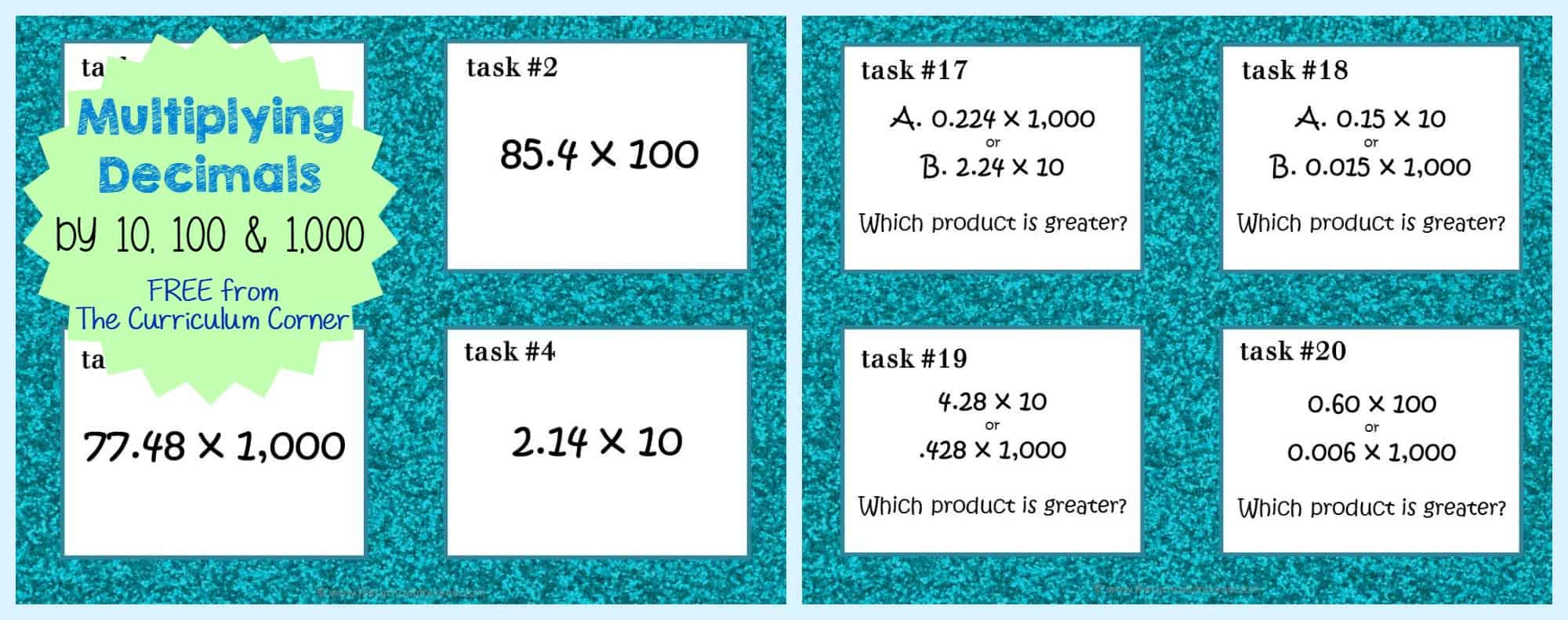 Multiplying Decimals by 10, 100 & 1,000 - The Curriculum Corner 4-5-6