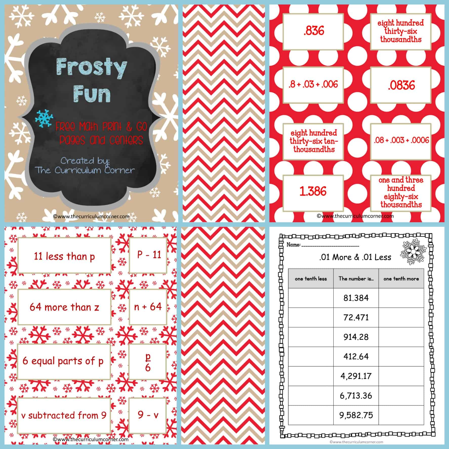 Frosty Fun Math Centers for 4th & 5th Grades | Winter Themed FREE from ...
