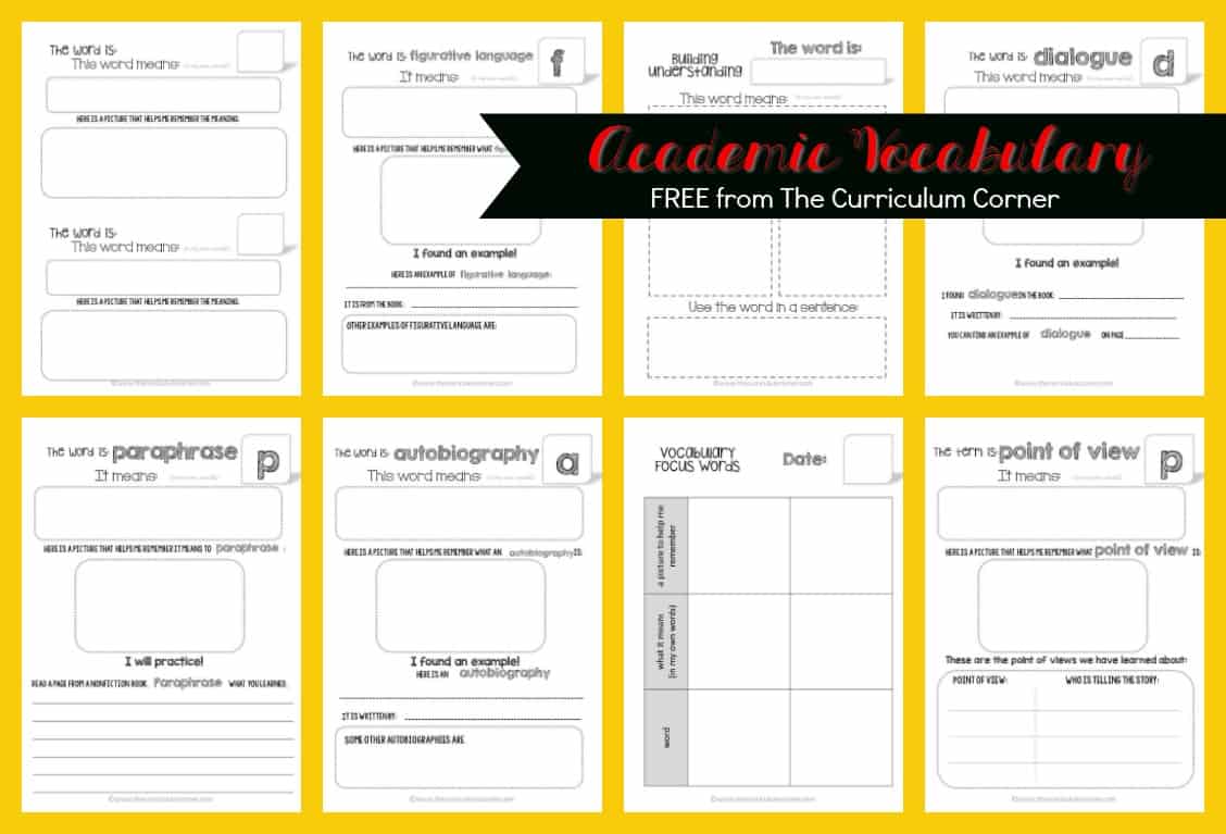 FREEBIE Academic Vocabulary Booklet for Reading by The Curriculum ...