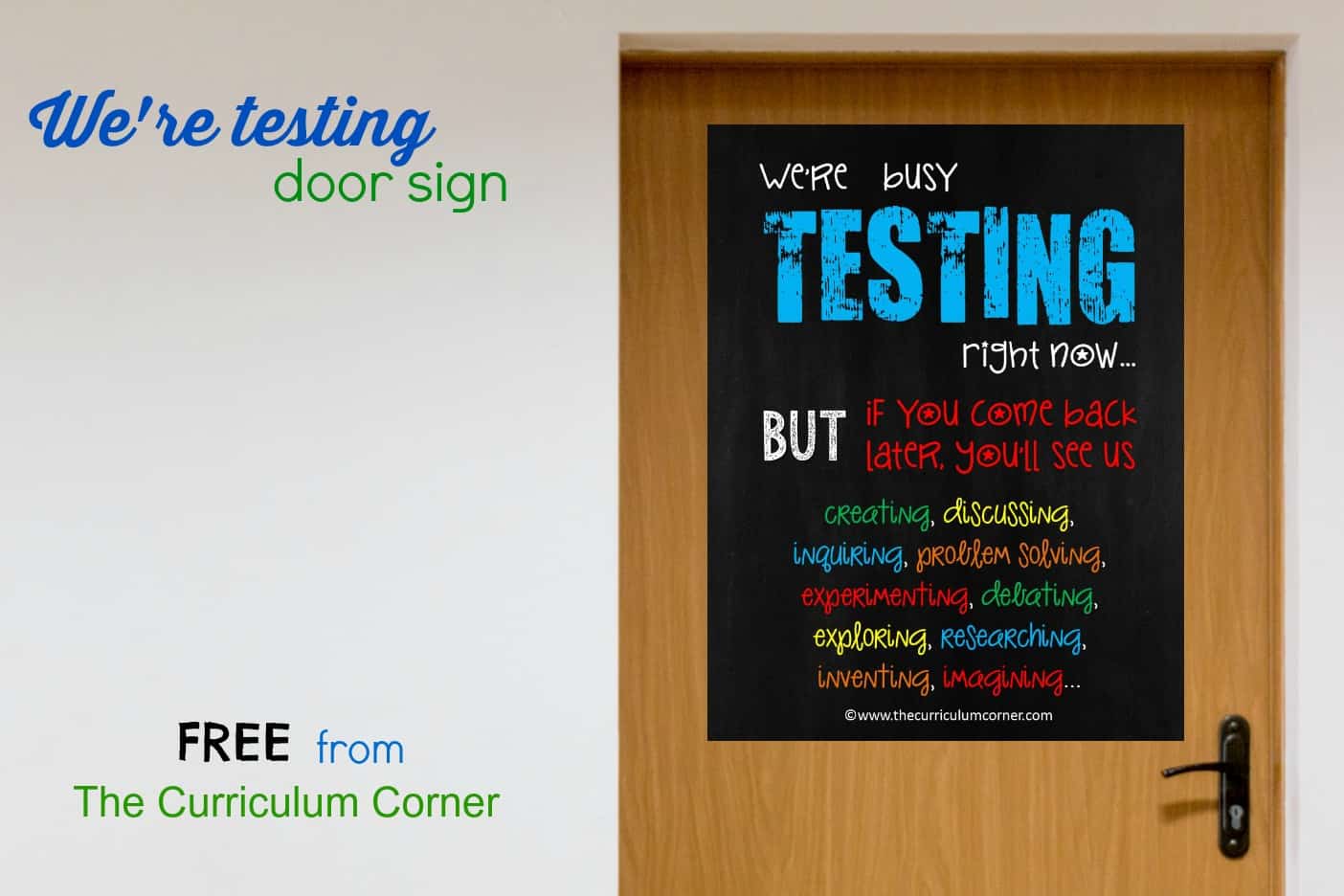 FREE Growth Mindset Themed Testing Sign from The Curriculum Corner | We ...