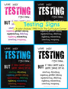 We're Busy! Testing Sign - The Curriculum Corner 4-5-6