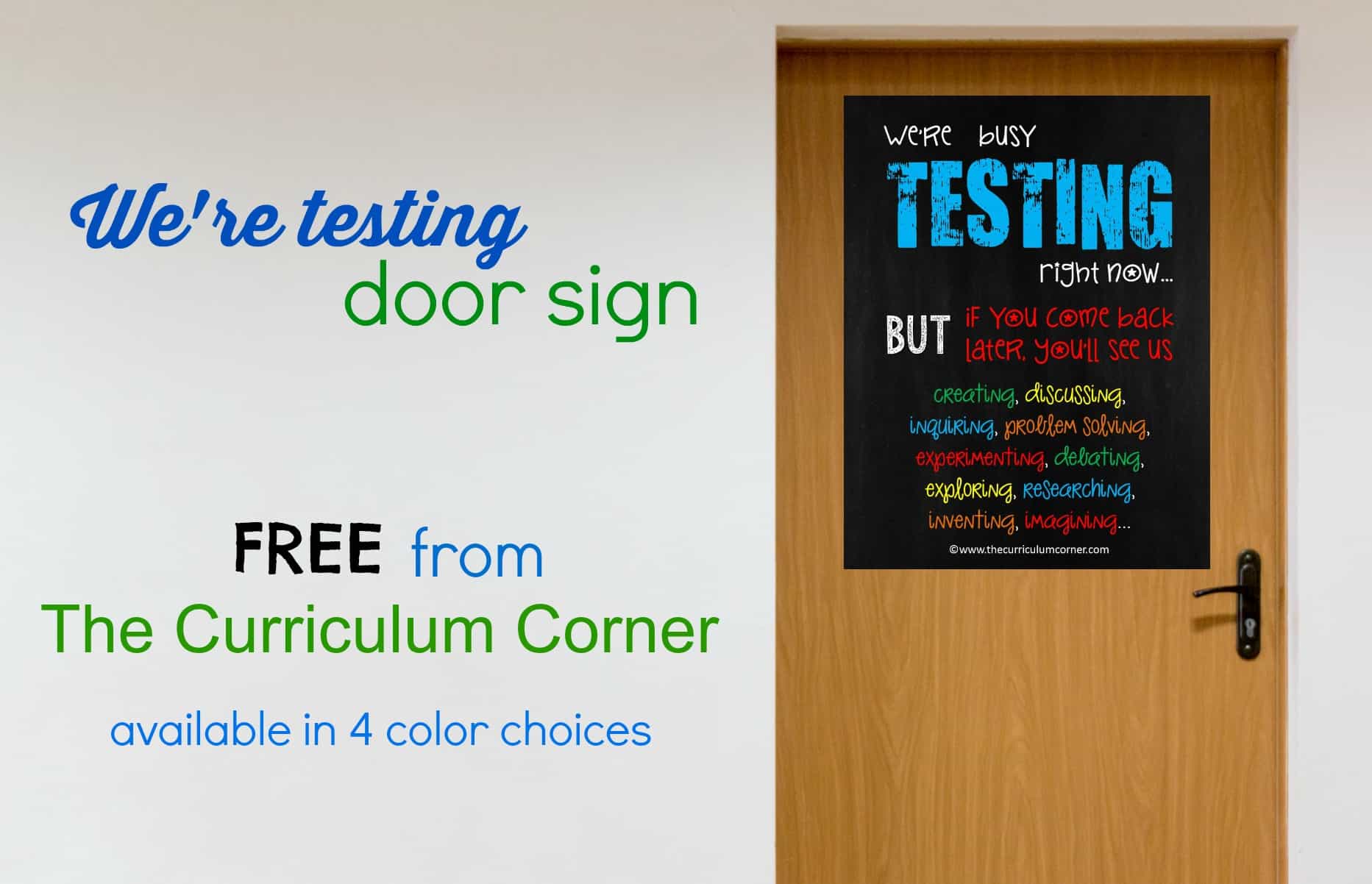 We're Busy! Testing Sign - The Curriculum Corner 4-5-6