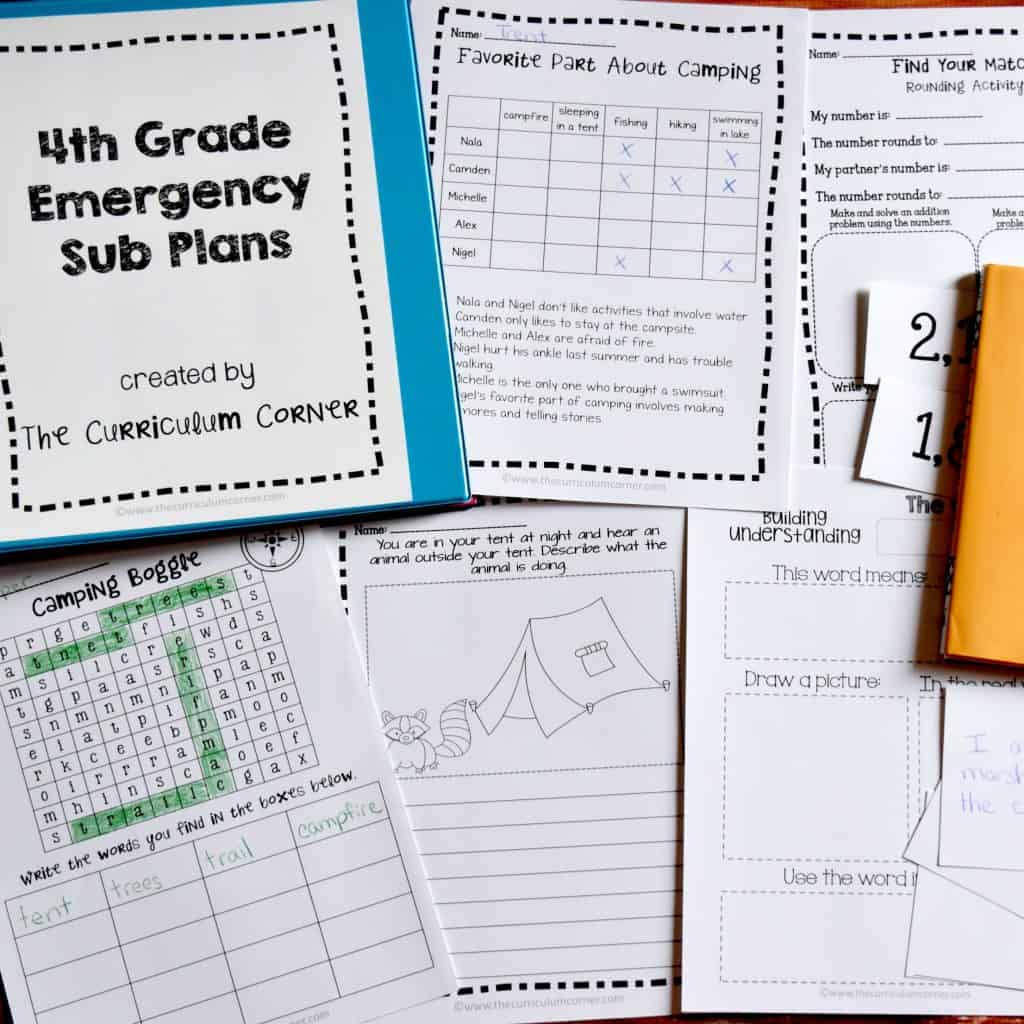 FREE 4th Grade Sub Plans from The Curriculum Corner - The Curriculum ...