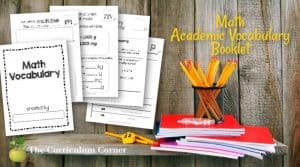 Math Academic Vocabulary Booklet - The Curriculum Corner 4-5-6