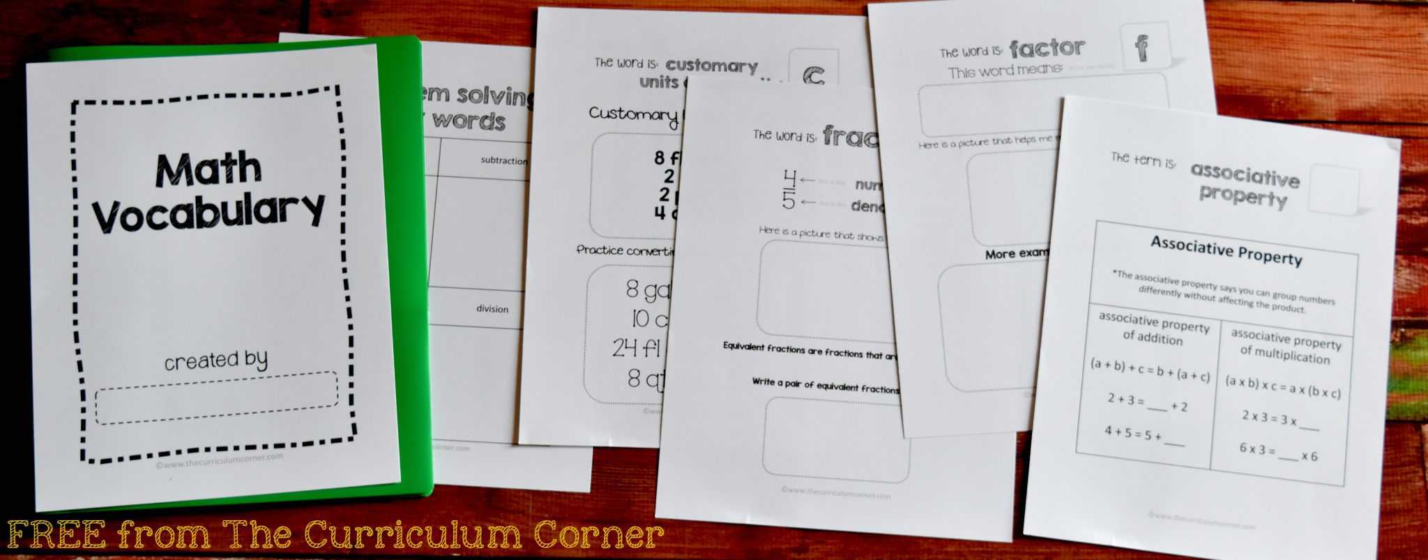 Math Academic Vocabulary Booklet - The Curriculum Corner 4-5-6