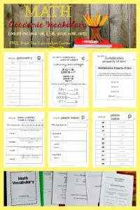 FREEBIE Academic Math Vocabulary Booklet from The Curriculum Corner ...