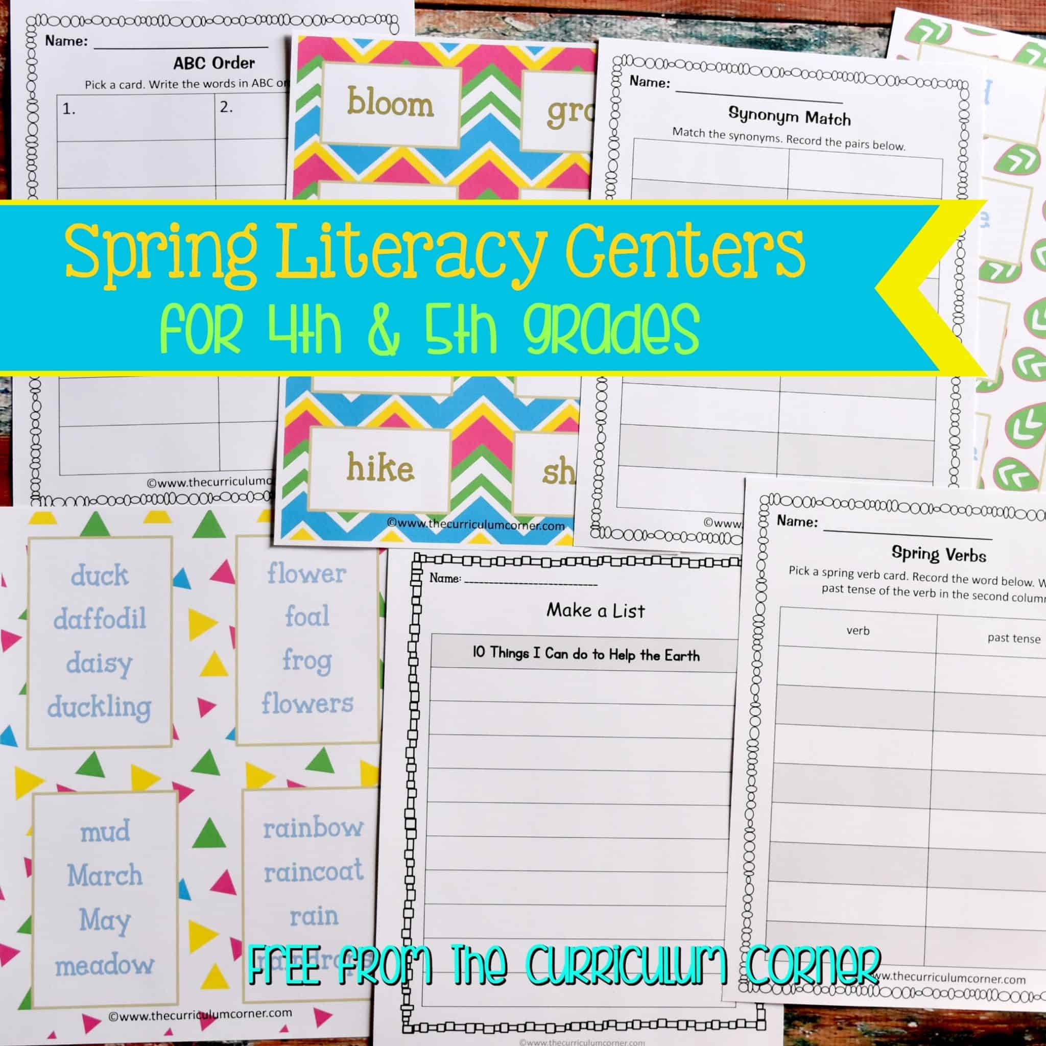 FREE Spring Literacy Centers FREEBIE from The Curriculum Corner - The ...