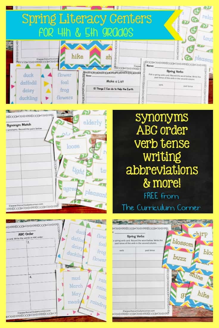 FREE Spring Literacy Centers for 4th & 5th Grades - The Curriculum ...