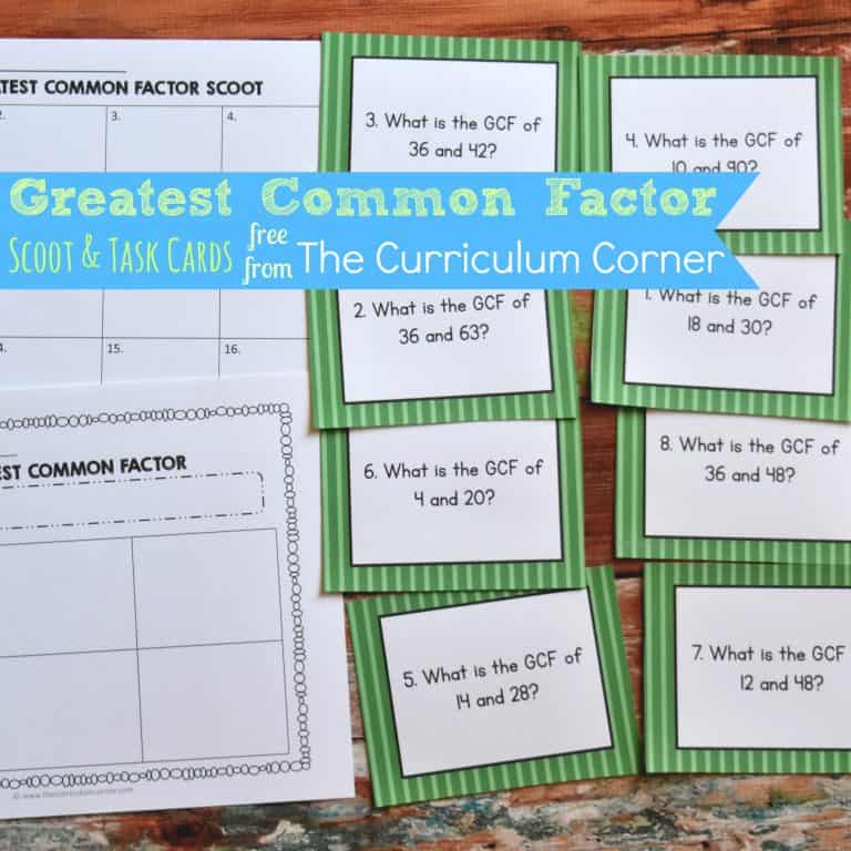 FREE Greatest Common Factor Scoot Game & Task Cards 2 - The Curriculum ...