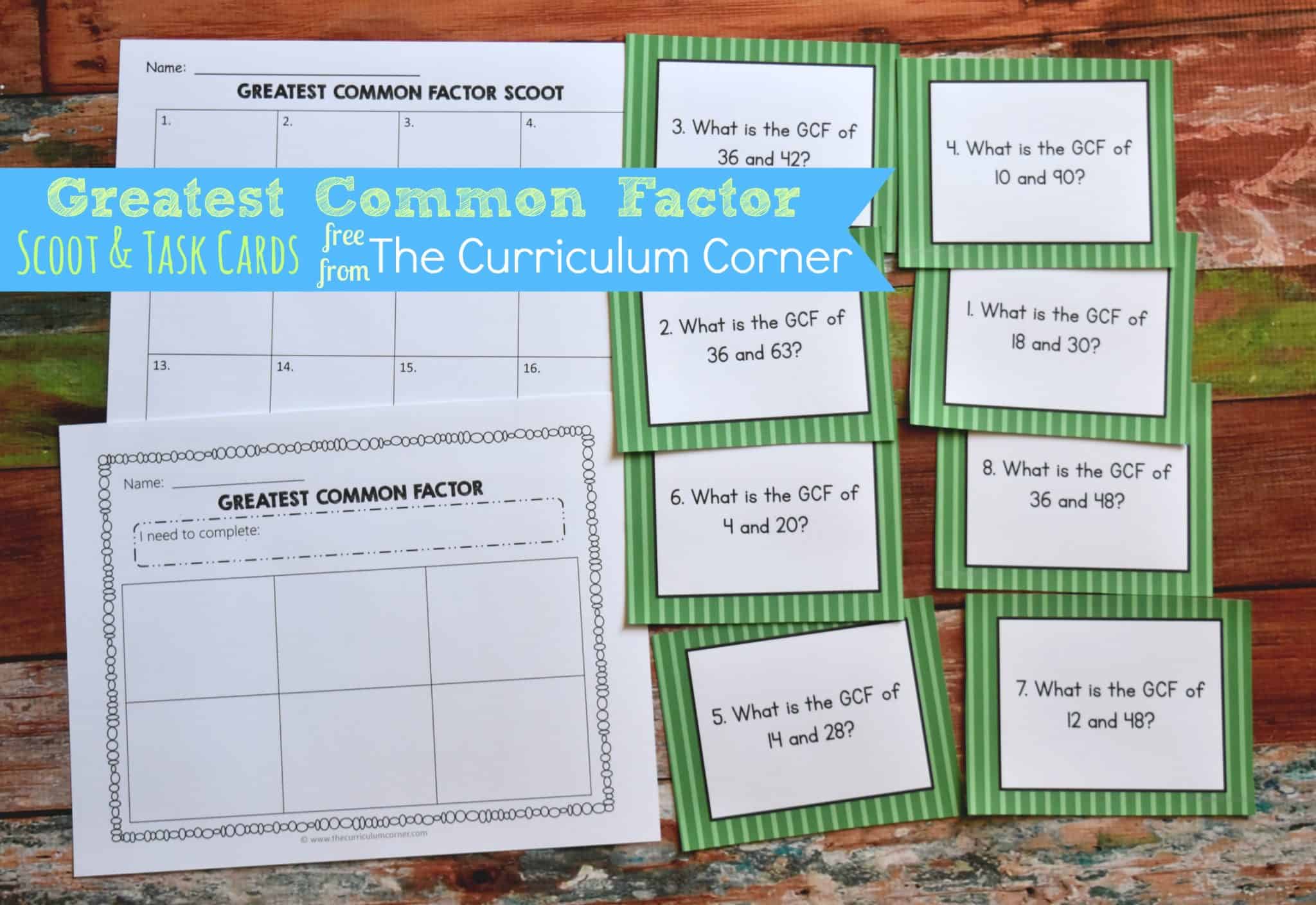 Greatest Common Factor Chart