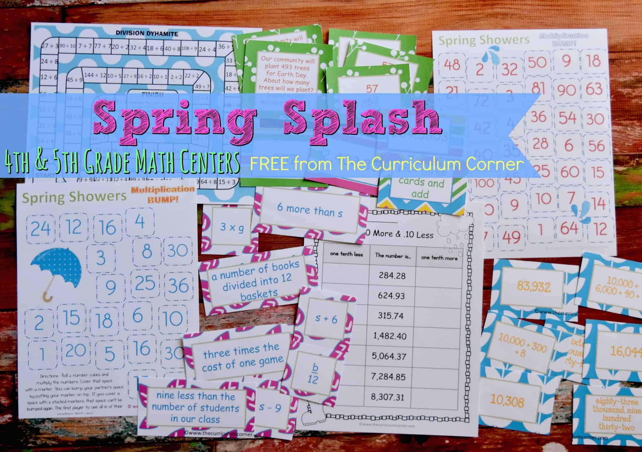 FREE Spring Math Centers from The Curriculum Corner for 4th & 5th ...