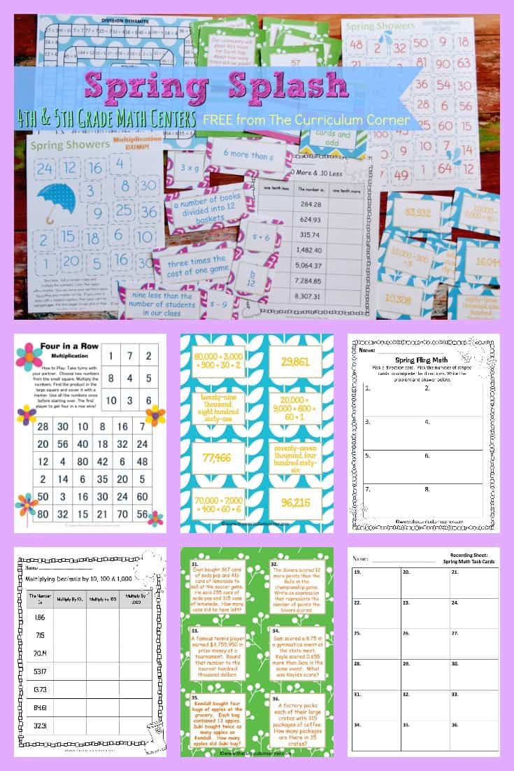 FREE Spring Splash Math Centers from The Curriculum Corner - The ...
