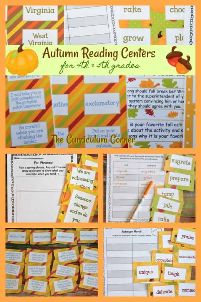 FREE Fall Reading Centers from The Curriculum Corner - The Curriculum ...