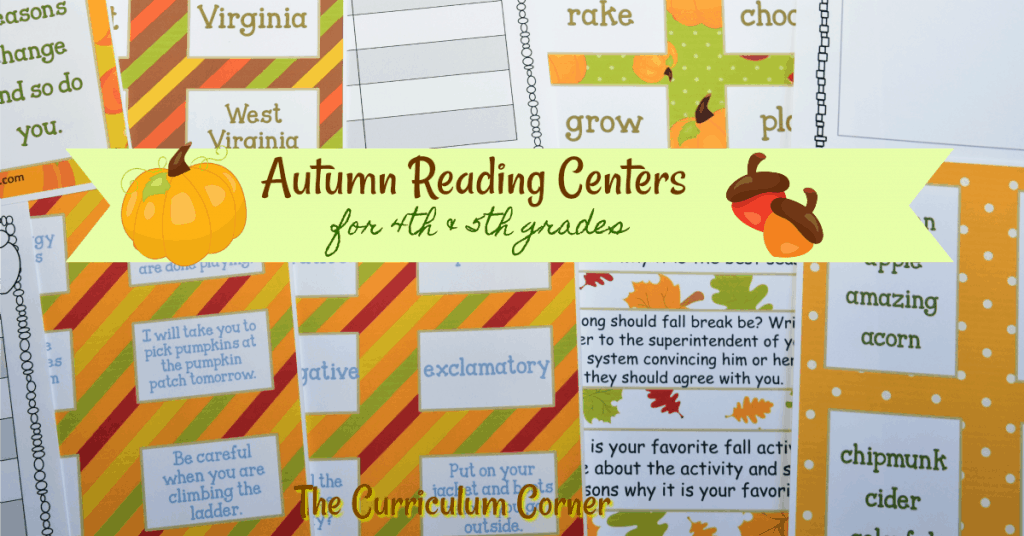 FREE Fall Reading Centers from The Curriculum Corner - The Curriculum ...